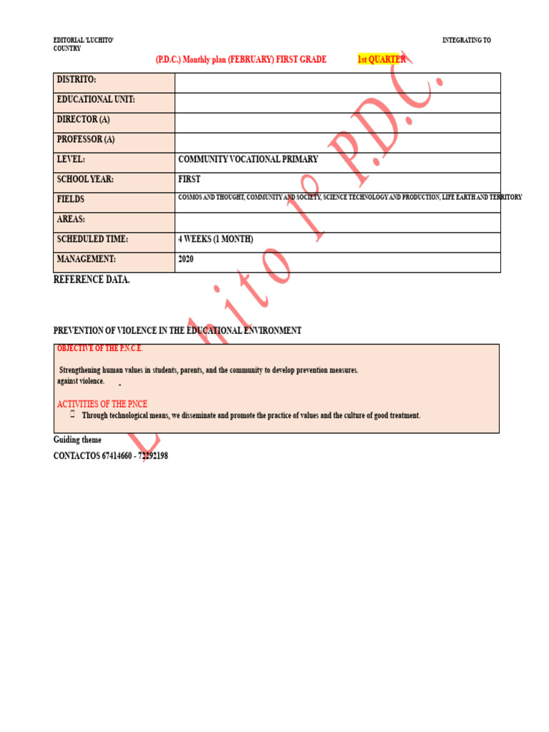 1st Grade Lesson Plans LUCHITO | PDF | Communication | Knowledge
