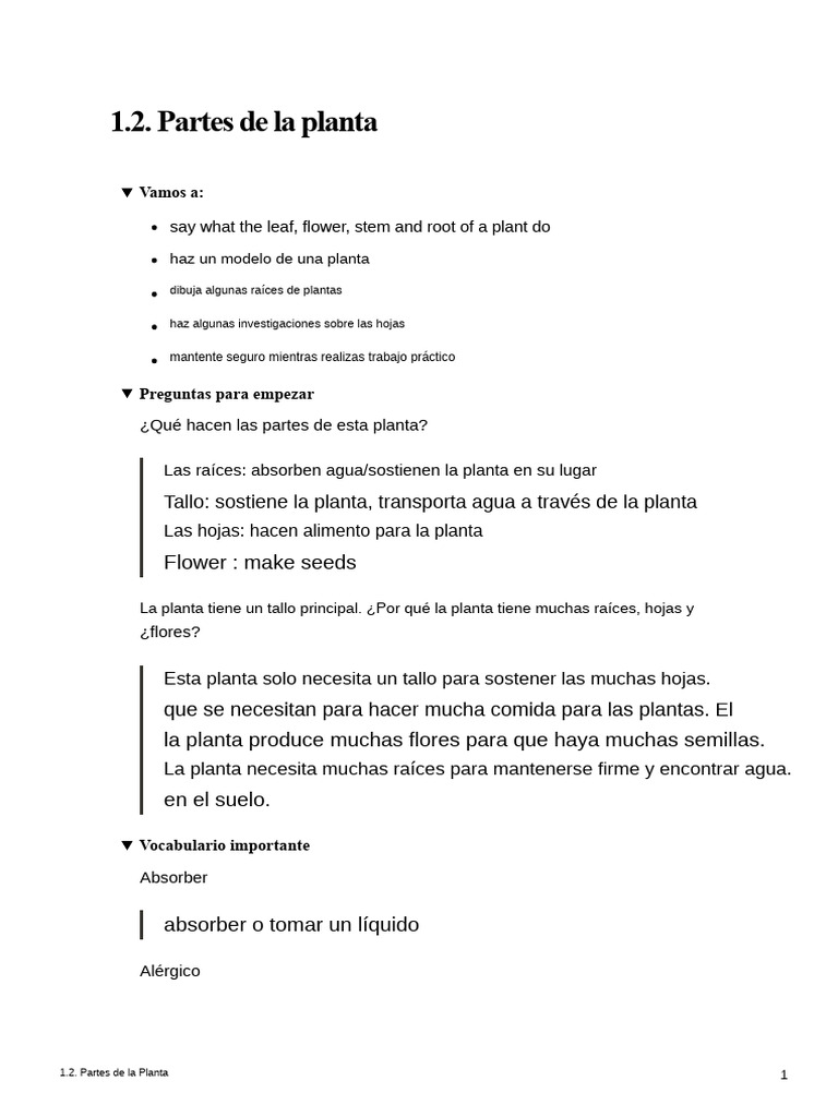 partes de la planta | PDF | Plantas | Hoja