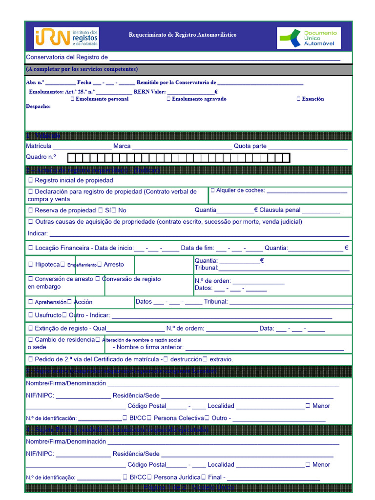 DUA - Impreso Único para Registro Automovilístico | PDF