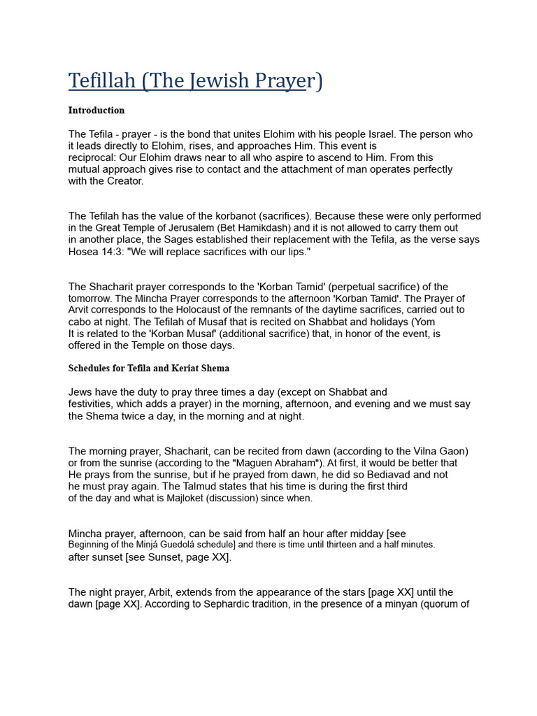 Tefillah (The Jewish Prayer) | PDF | Jewish Prayer | Siddur
