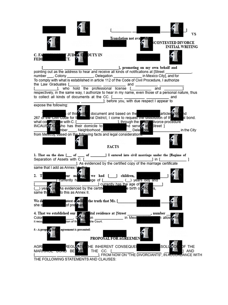 Uncontested Divorce Filing Template | PDF | Divorce | Marriage