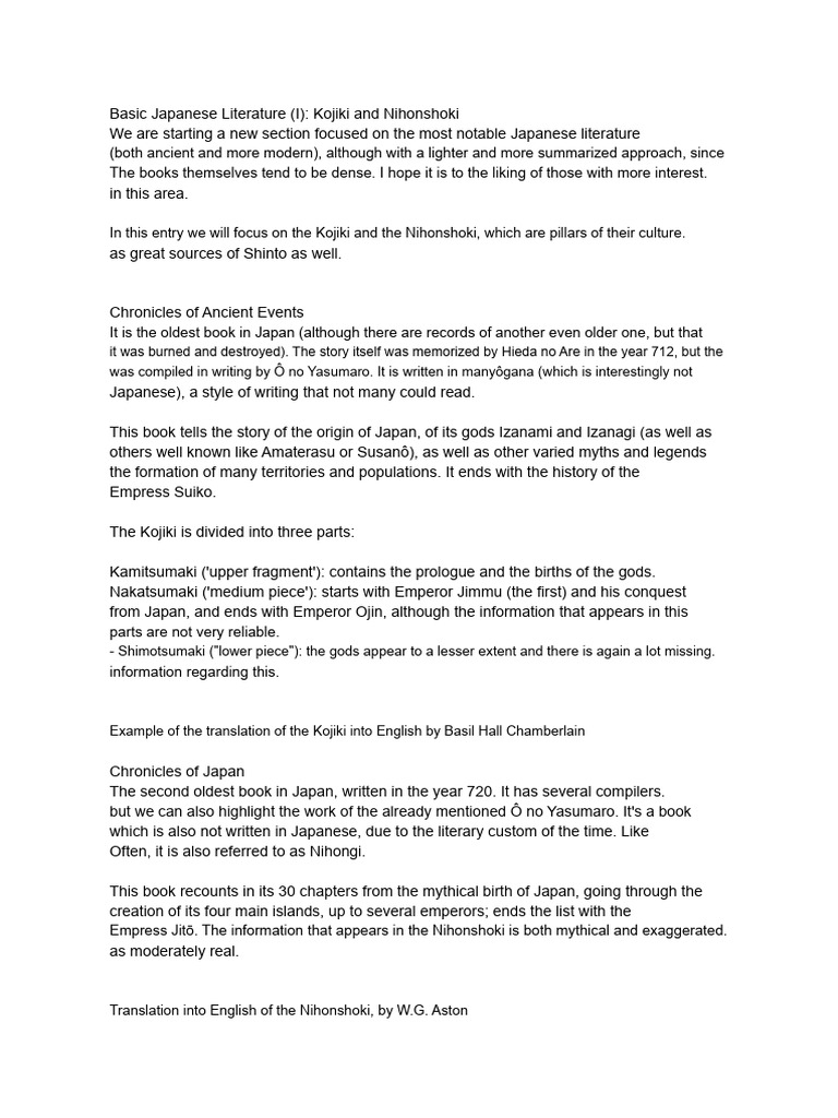 Overview of Kojiki and Nihonshoki | PDF | Shinto