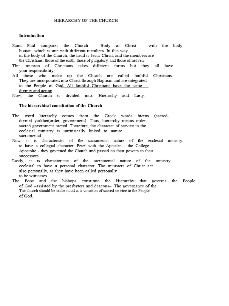 Church Hierarchy Explained: Roles & Functions | PDF | Catholic Church ...