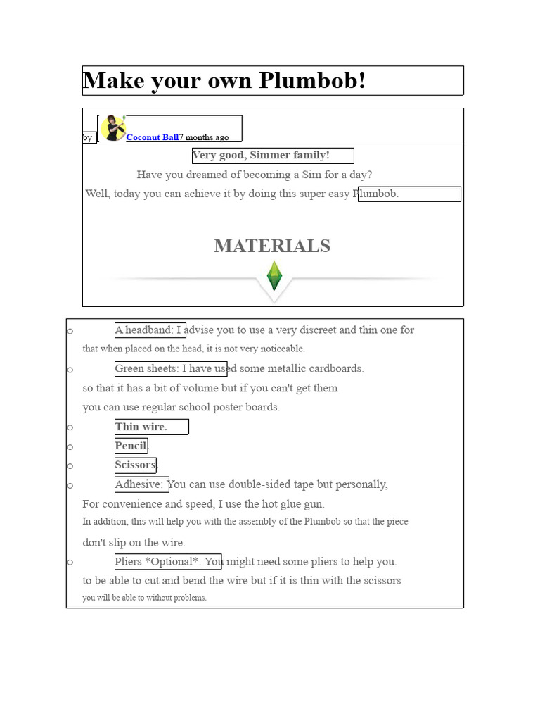 Make your own Plumbob | PDF | Adhesive