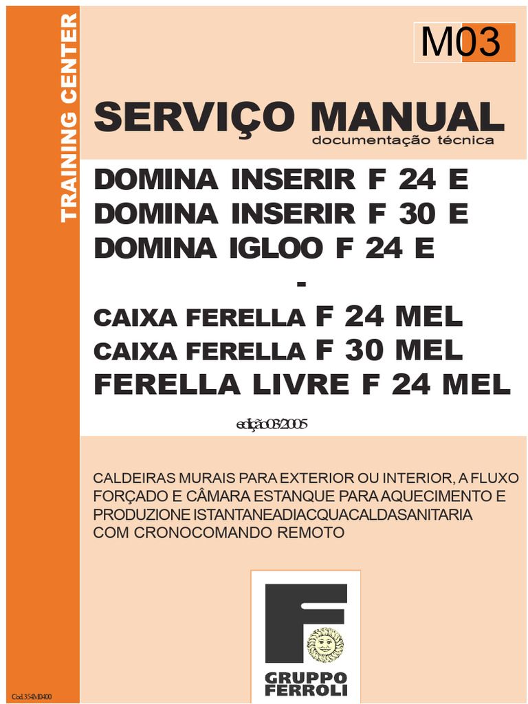 Caldeiras Domina e Ferella: Manual Técnico | PDF | Válvula | Termostato