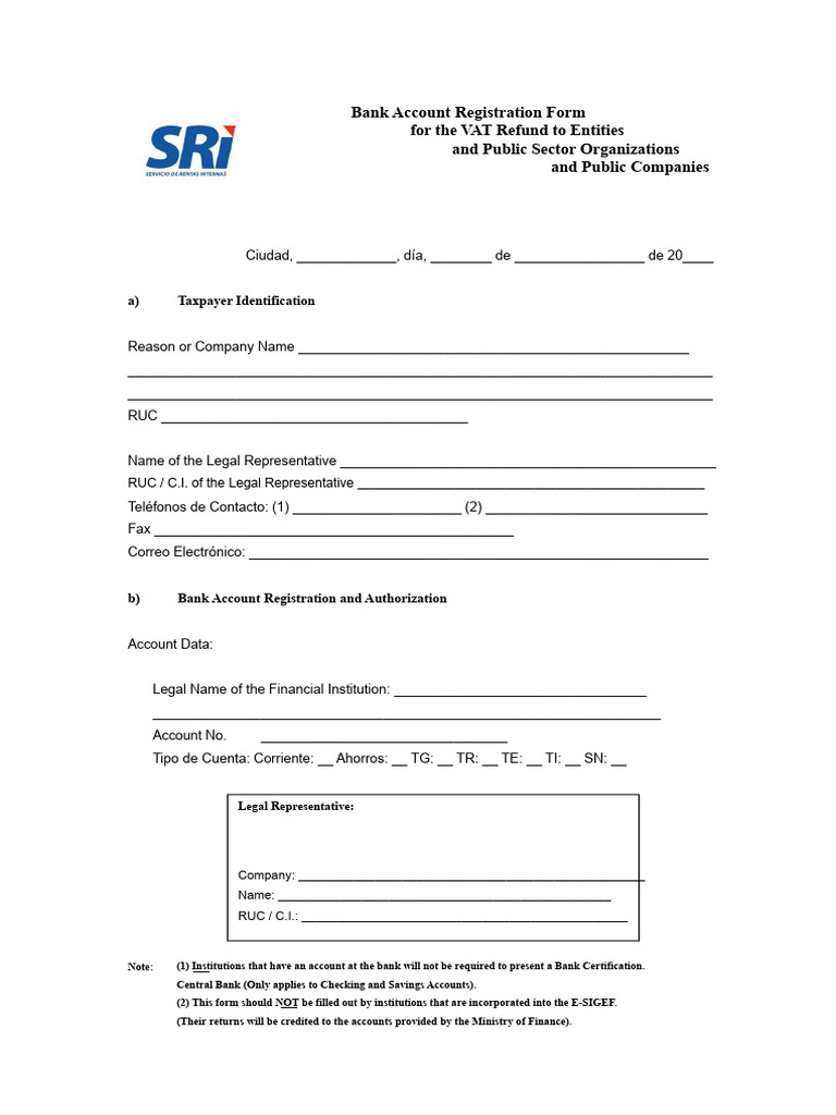 Bank Account Registration Form | PDF
