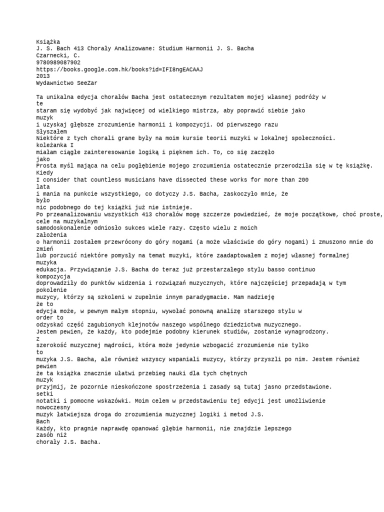J_S_Bach_413_Chorały_Analizowane | PDF