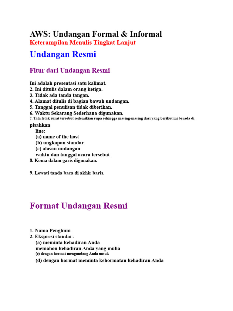 Undangan Formal & Informal | PDF