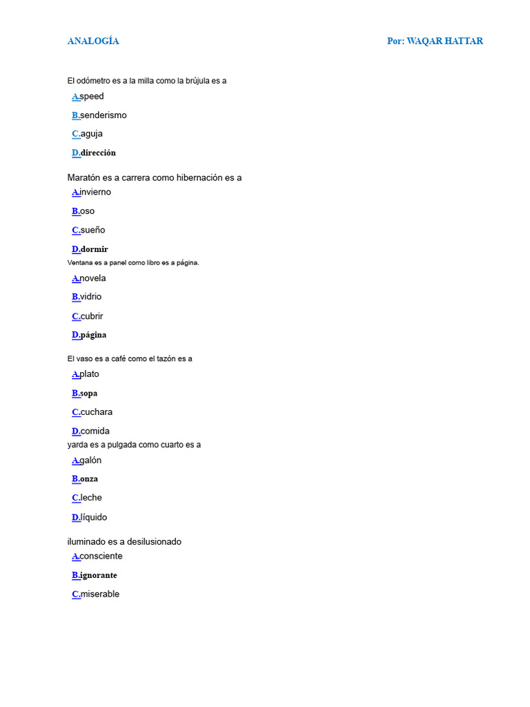 Analogía Indiabix | PDF