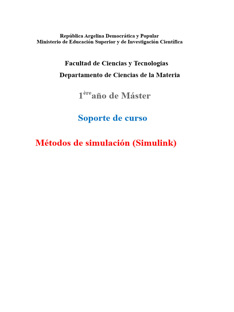 Métodos de simulación (Simulink) | PDF | Matlab | Software