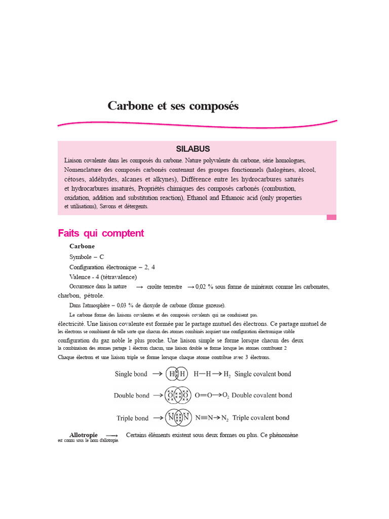 Le Carbone Et Ses Composés | PDF | Carbone | Liaison chimique
