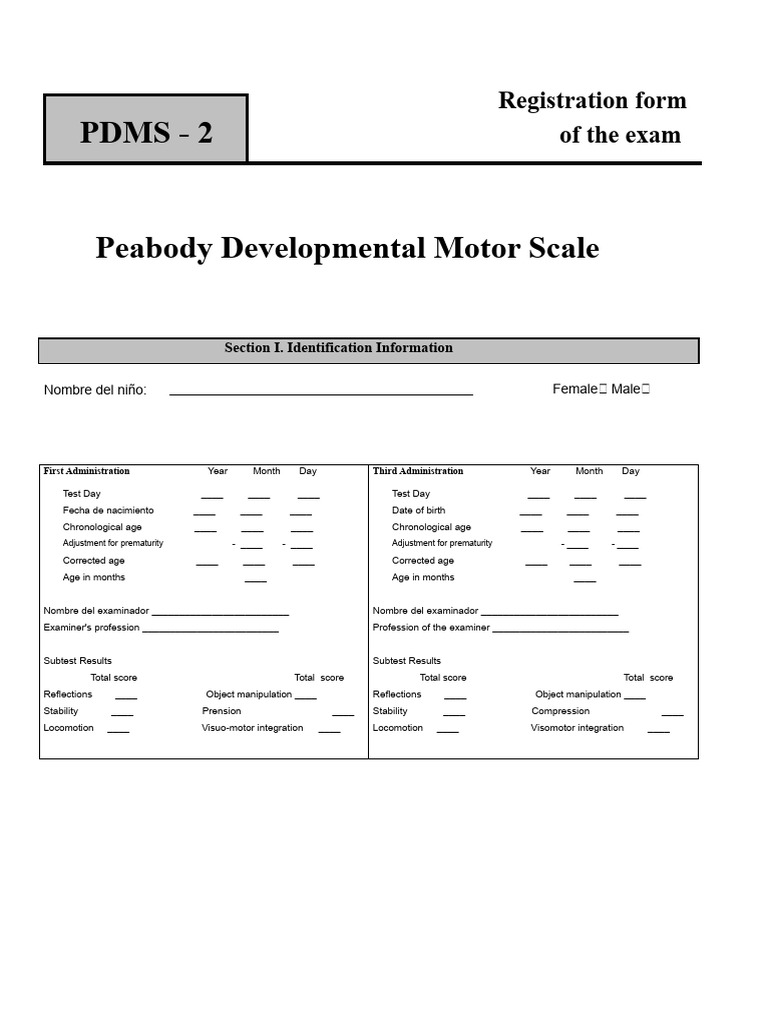 Peabody Motor Development Scale complete.doc | PDF | Anatomical Terms ...