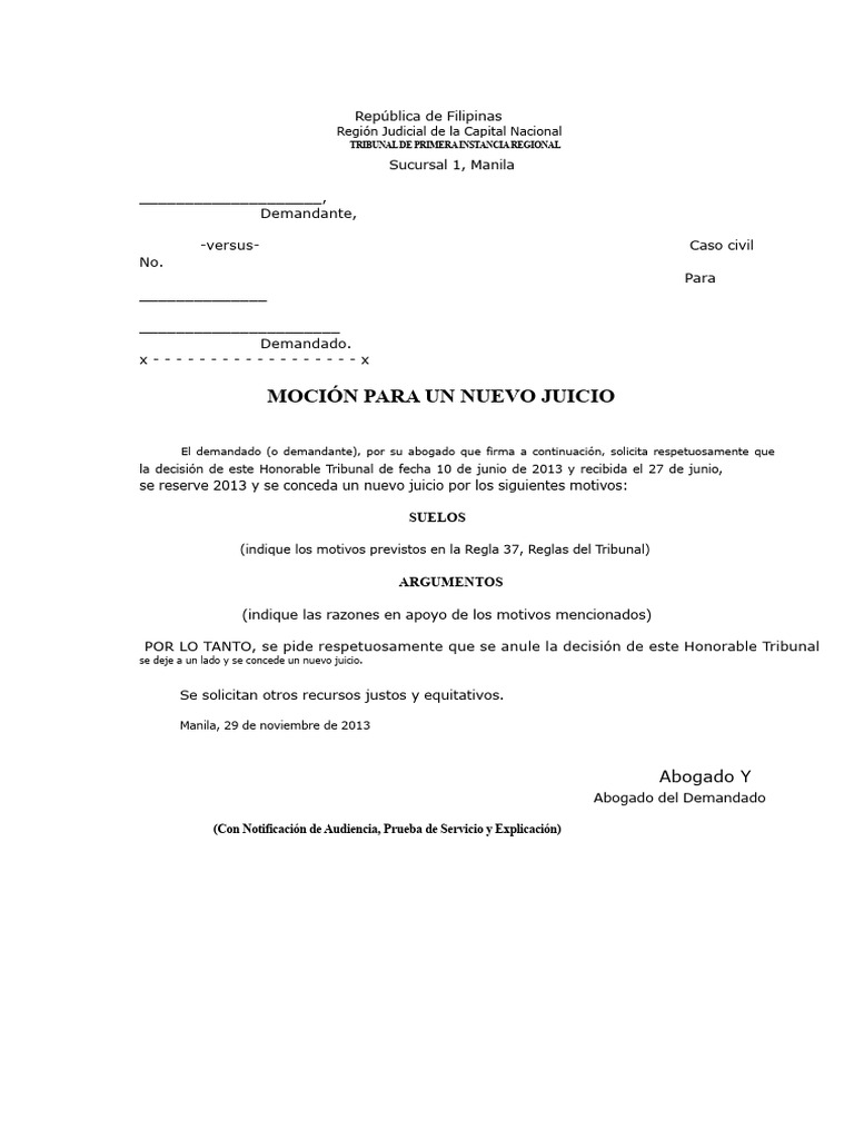 Moción para Un Nuevo Juicio | PDF