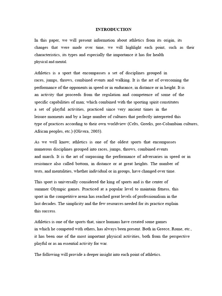 INTRODUCTION | PDF | Track And Field | Sport Of Athletics