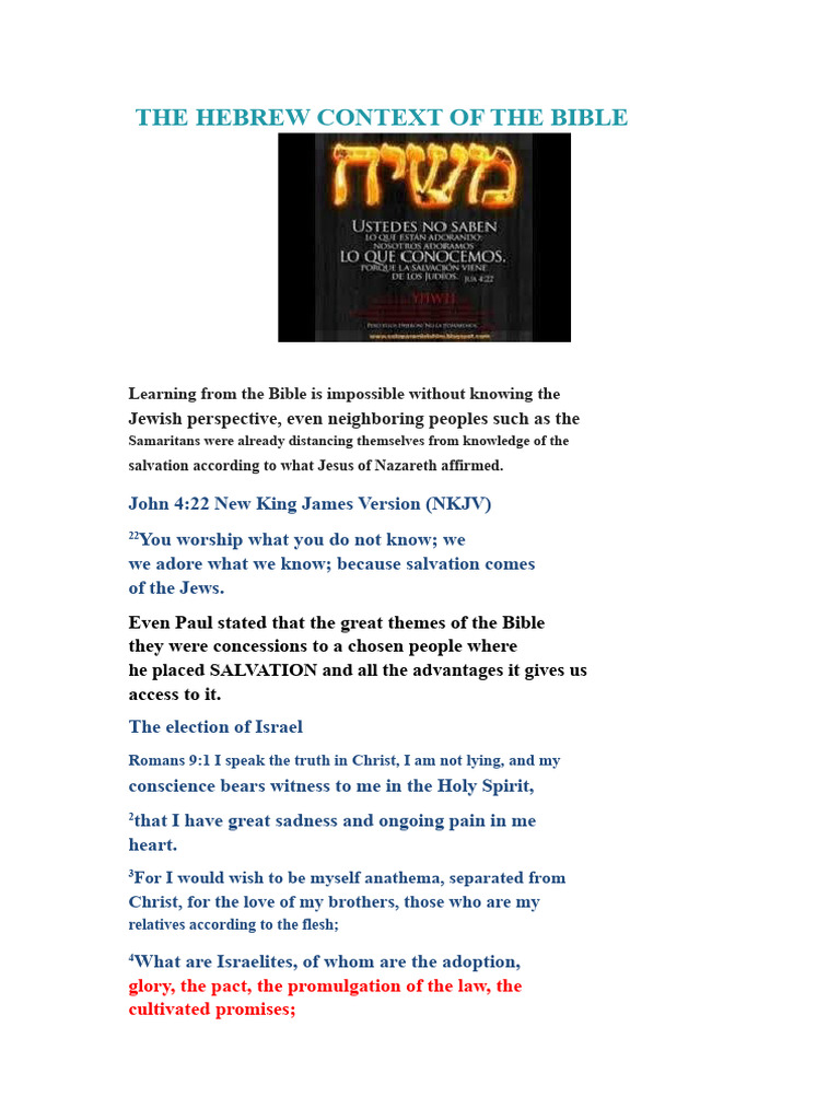 The Hebrew Context of The Bible | PDF | Koine Greek | Garden Of Eden