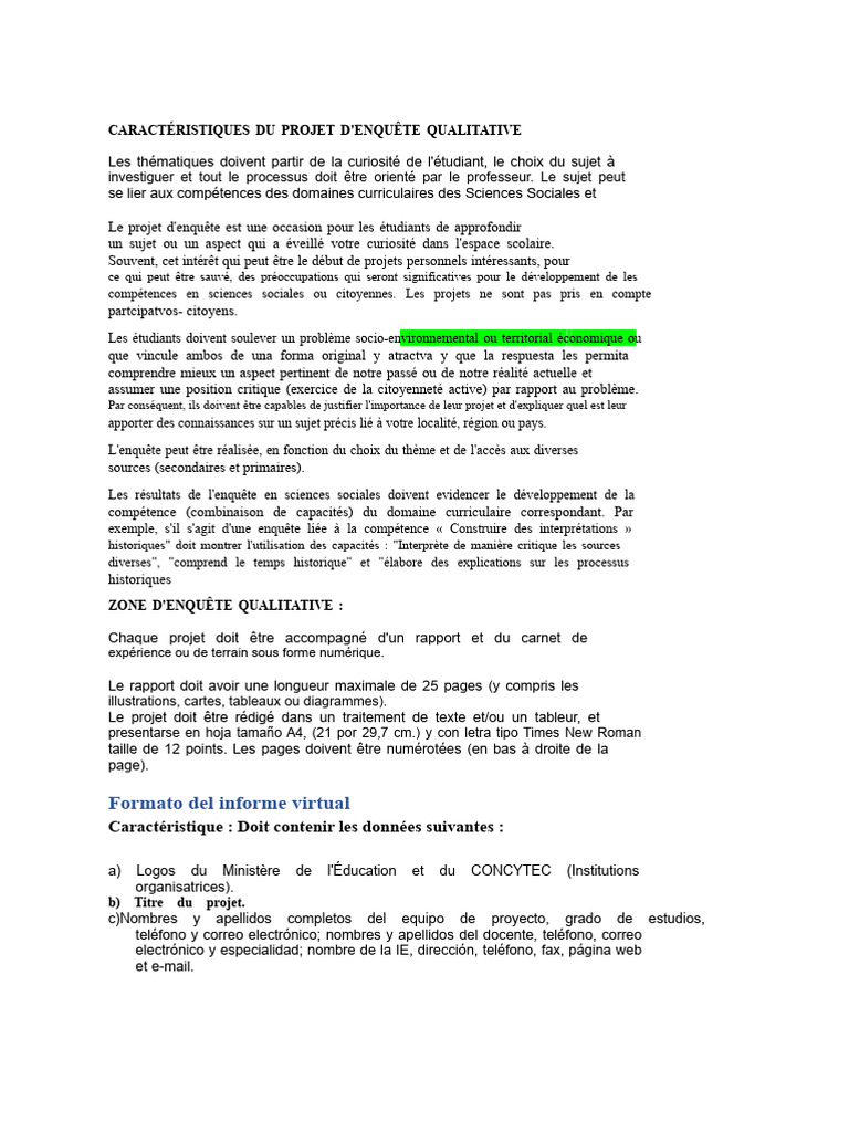 Projet d'Enquête Qualitative en Sciences Sociales | PDF | Science