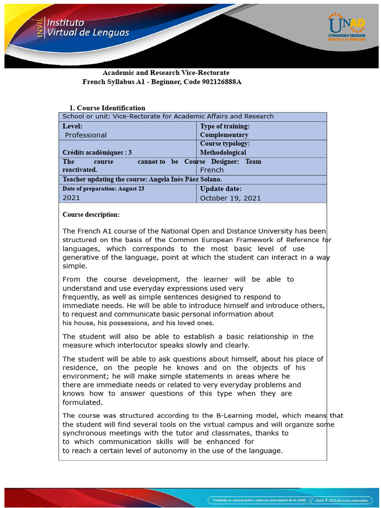 French A1 Course Overview and Objectives | PDF | Syntax | Grammar