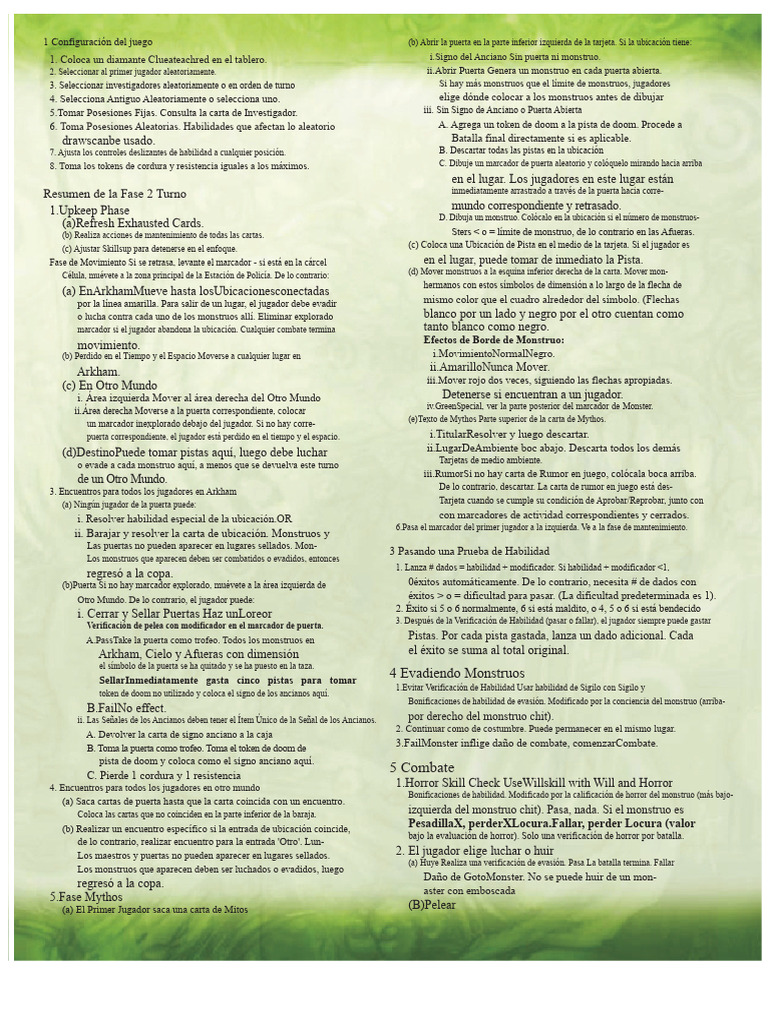 Arkham Horror - Reglas Rápidas | PDF | Juego de azar