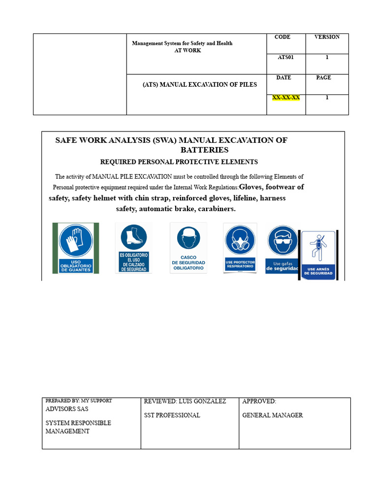 Manual Pile Excavation | PDF | Dangerous Goods | Occupational Safety ...