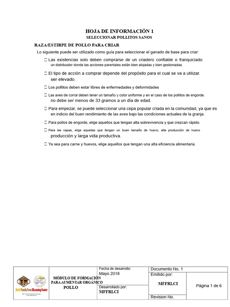 Guía para Seleccionar Pollitos Sanos | PDF | Pollo | Aves