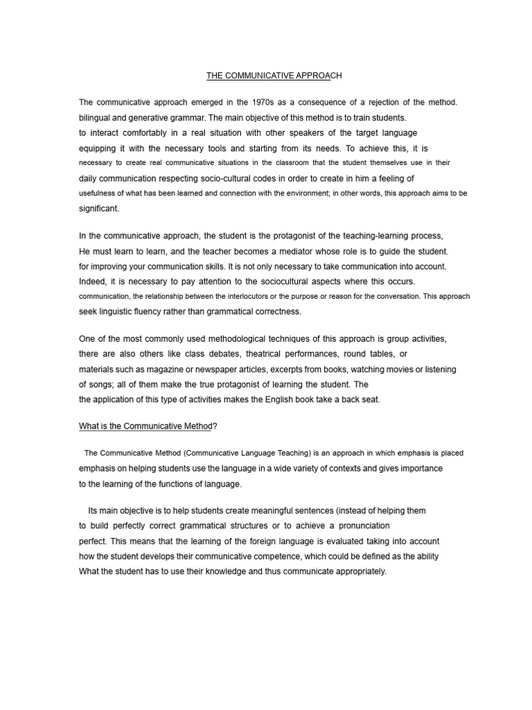 What Is The Communicative Method? | PDF | Second Language | Learning