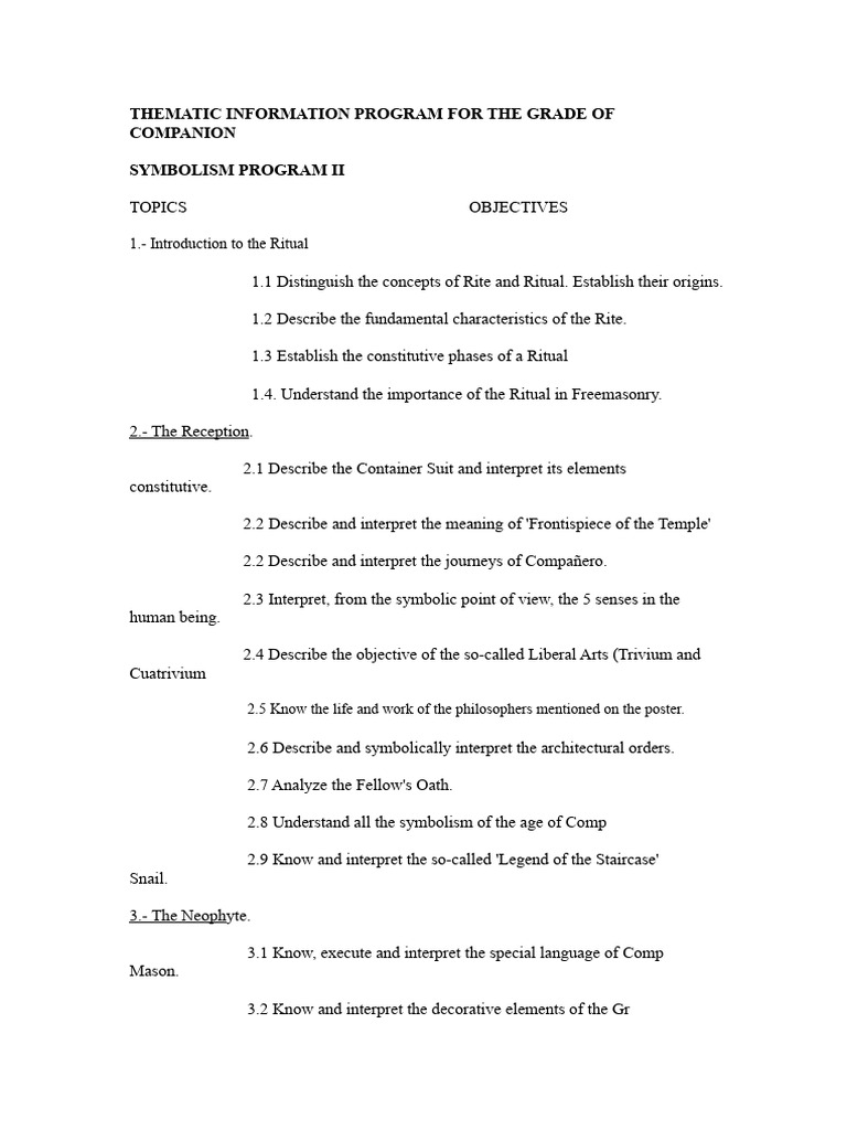 Thematic Information Program For The Grade of Companion | PDF ...