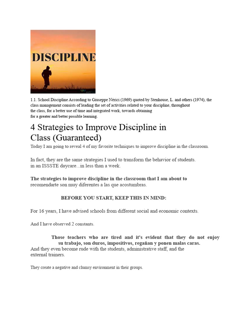 4 Strategies To Improve Discipline in The Classroom | PDF | Empathy ...