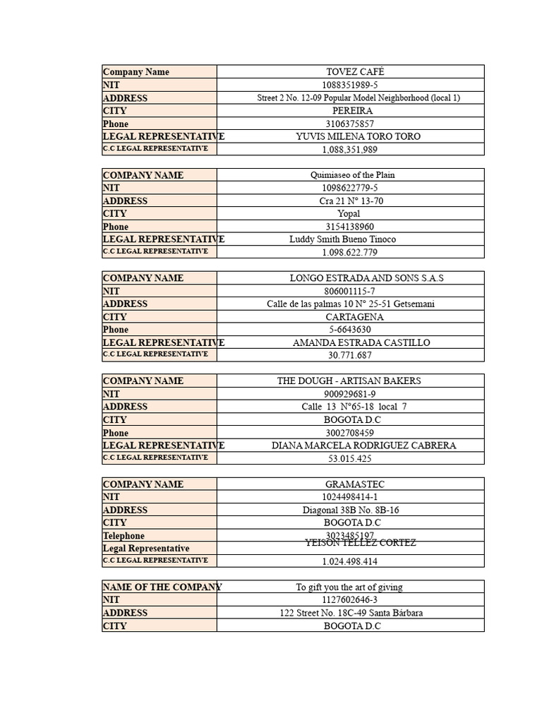 Registered Company Data | PDF