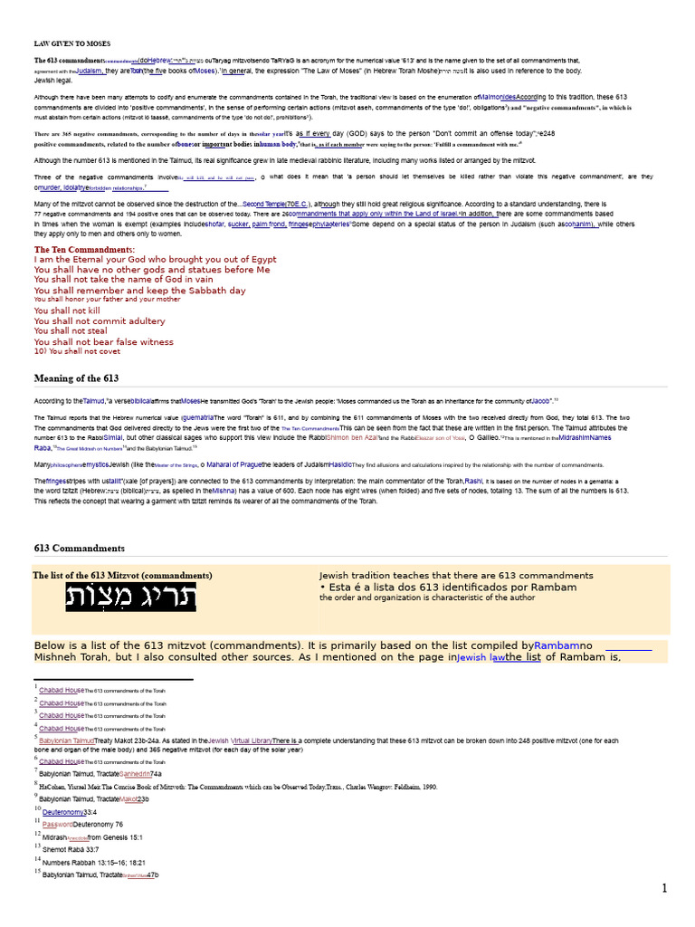 Understanding the 613 Commandments | PDF | Mitzvah | Passover