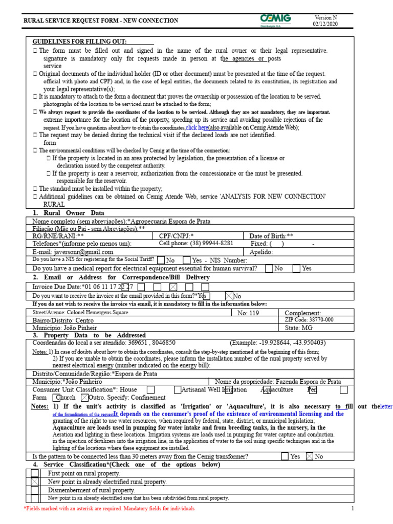 New Rural Connection Form 1 | PDF | Refrigerator