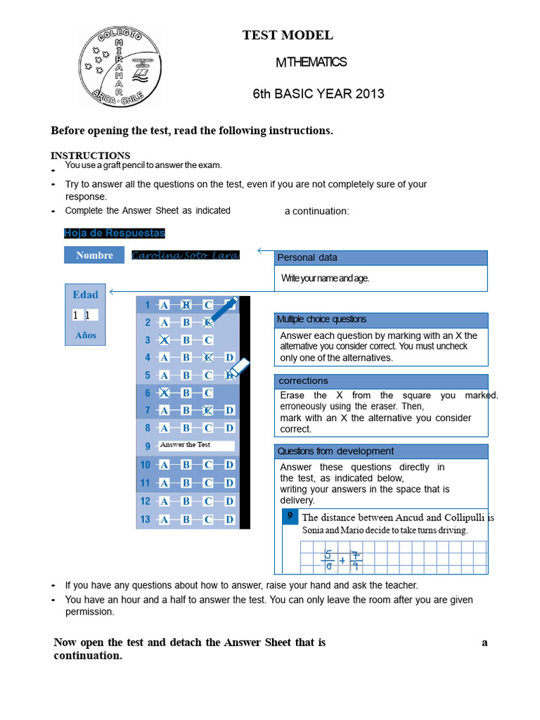 6th Grade Mathematics Test Instructions | PDF | Area | Rectangle