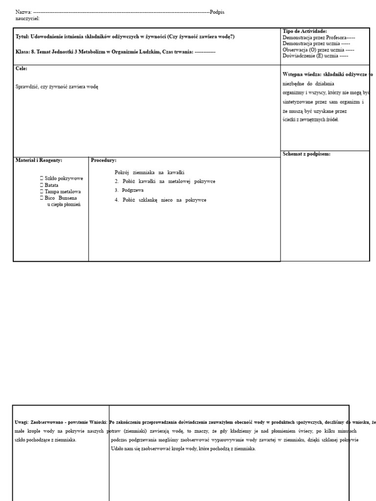 Formularz Doświadczenia | PDF