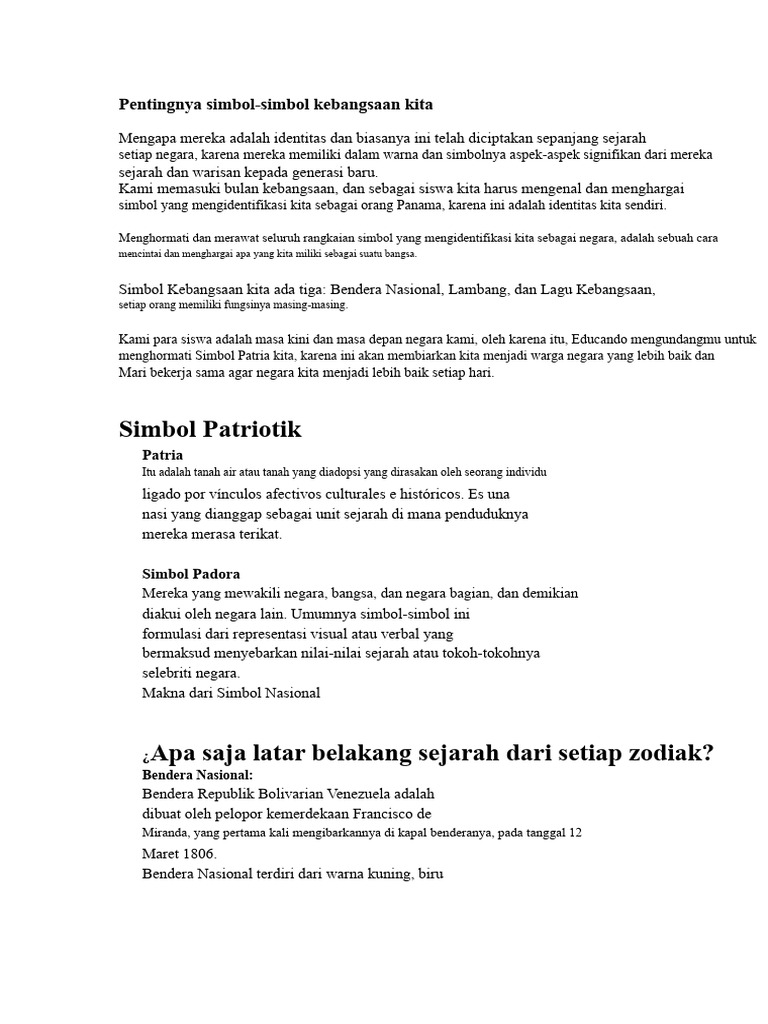 Pentingnya Simbol-Simbol Kebangsaan Kita | PDF
