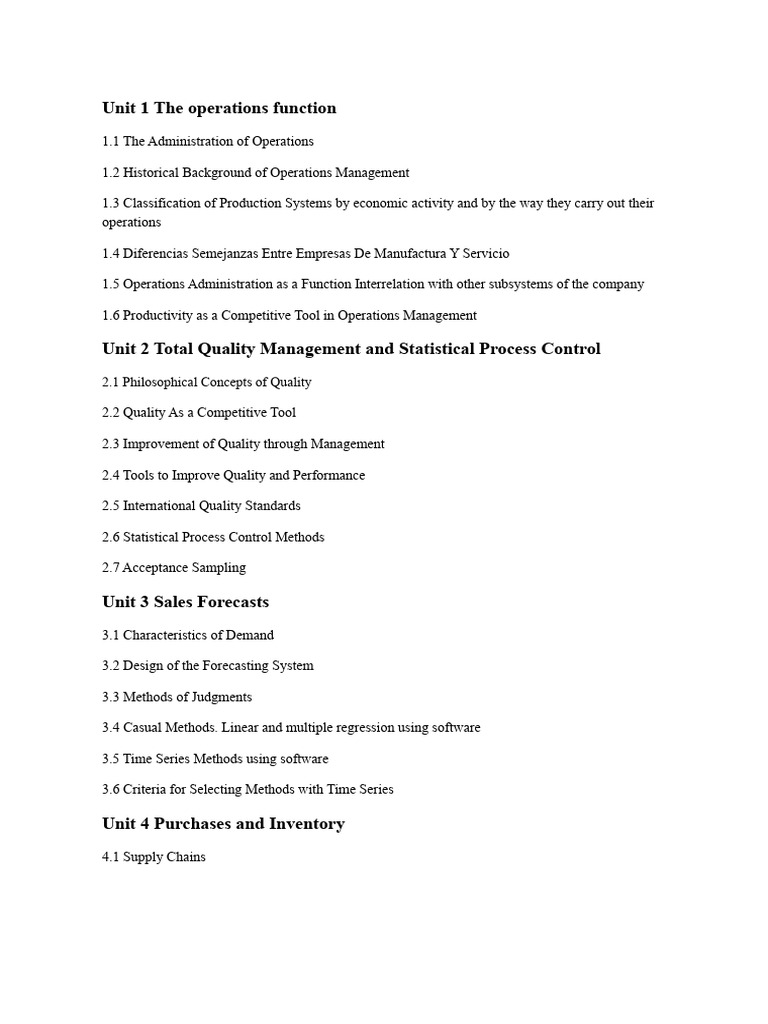 Operations Management Overview Guide | PDF | Operations Management ...