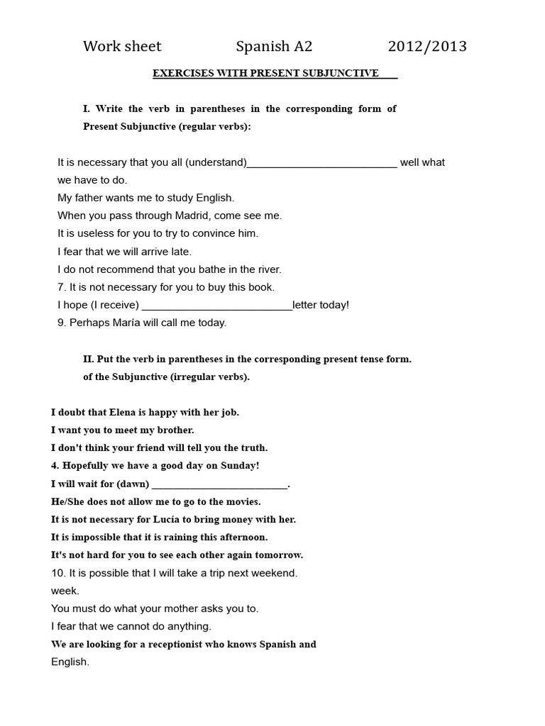 Present subjunctive | PDF