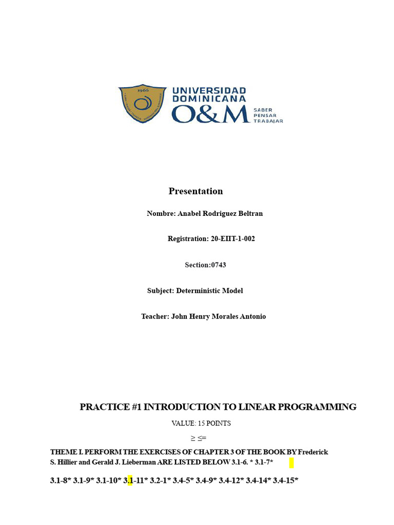 practice1 | PDF | Linear Programming | Equations