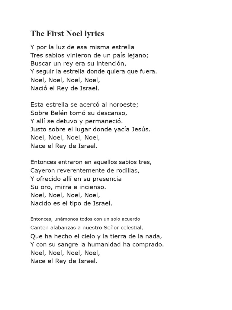Los Primeros Noel Letras | PDF