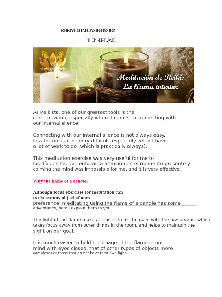 Reiki Meditation Step by Step With Candles | PDF | Breathing | Meditation