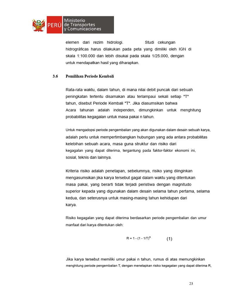 Perhitungan Risiko Kegagalan Hidrologi | PDF