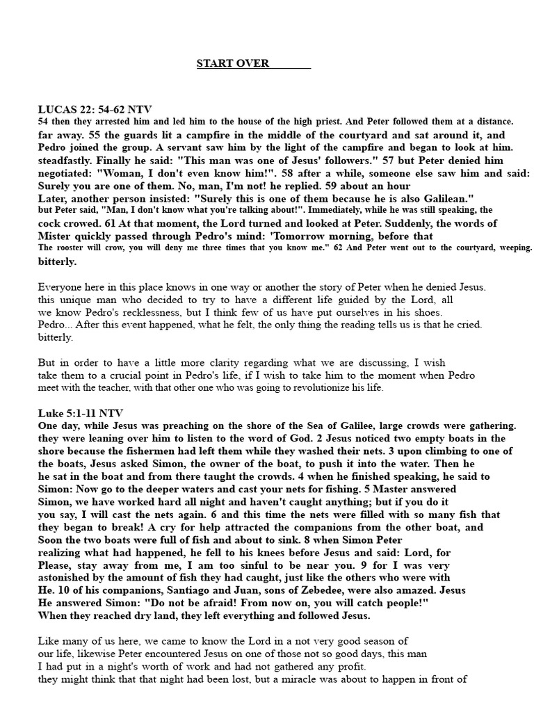 Start Over | PDF | Jesus | Saint Peter