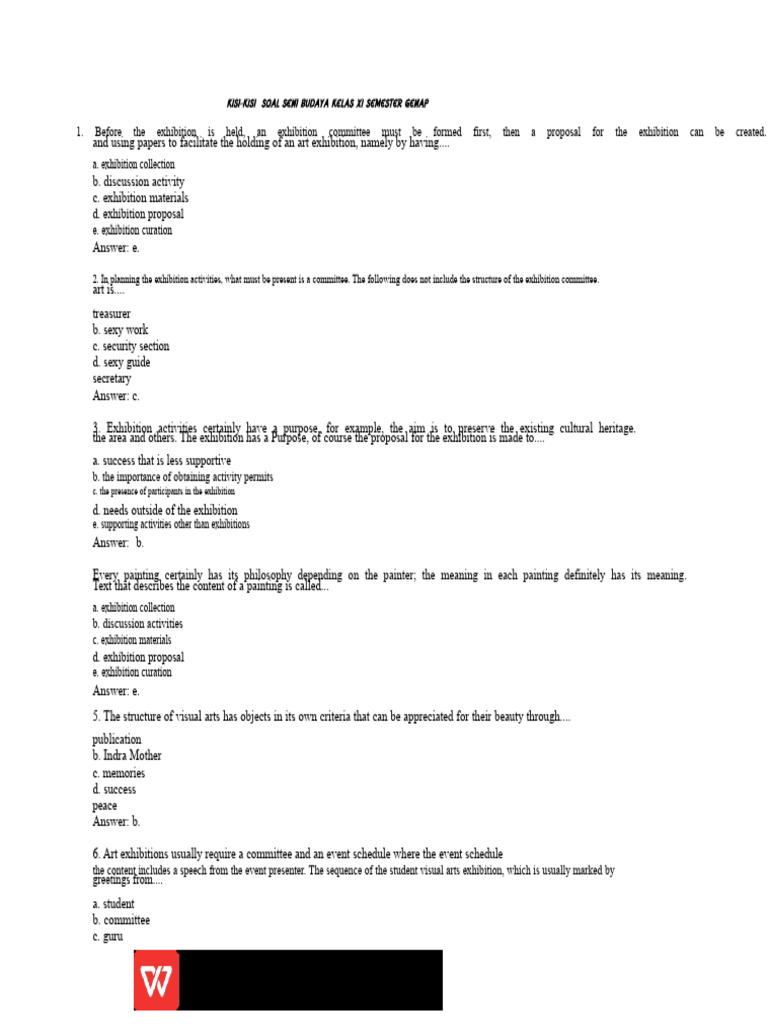 Cultural Art Questions Class Xi Semester 2 | PDF | Fine Art | The Arts