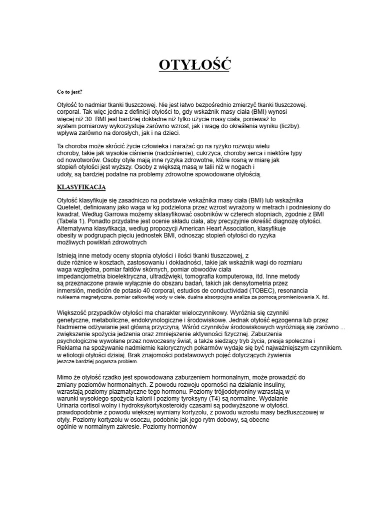 RAPORT Na Temat Otyłości Dziecięcej | PDF