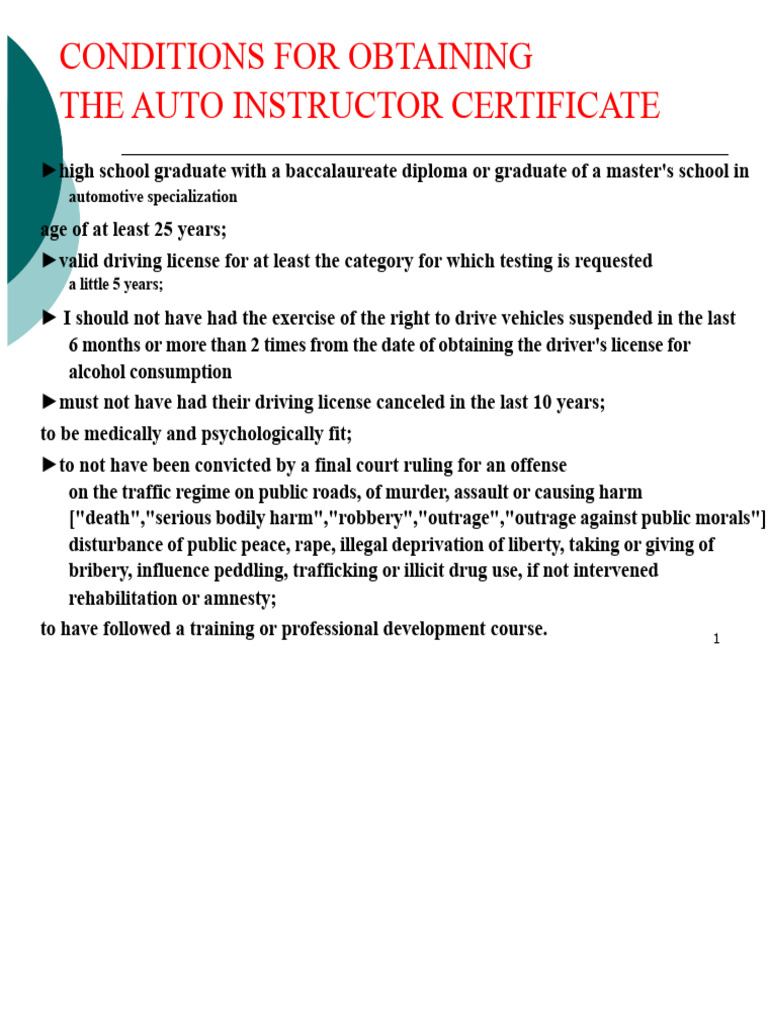 Auto Instructor Certificate Requirements | PDF | Driver's License ...