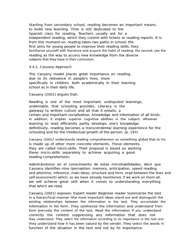 Theoretical Framework of Reading Comprehension in Secondary Education | PDF | Reading ...