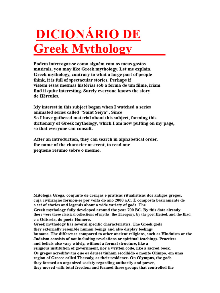 Dictionary of Greek Mythology | PDF | Twelve Olympians | Trojan War