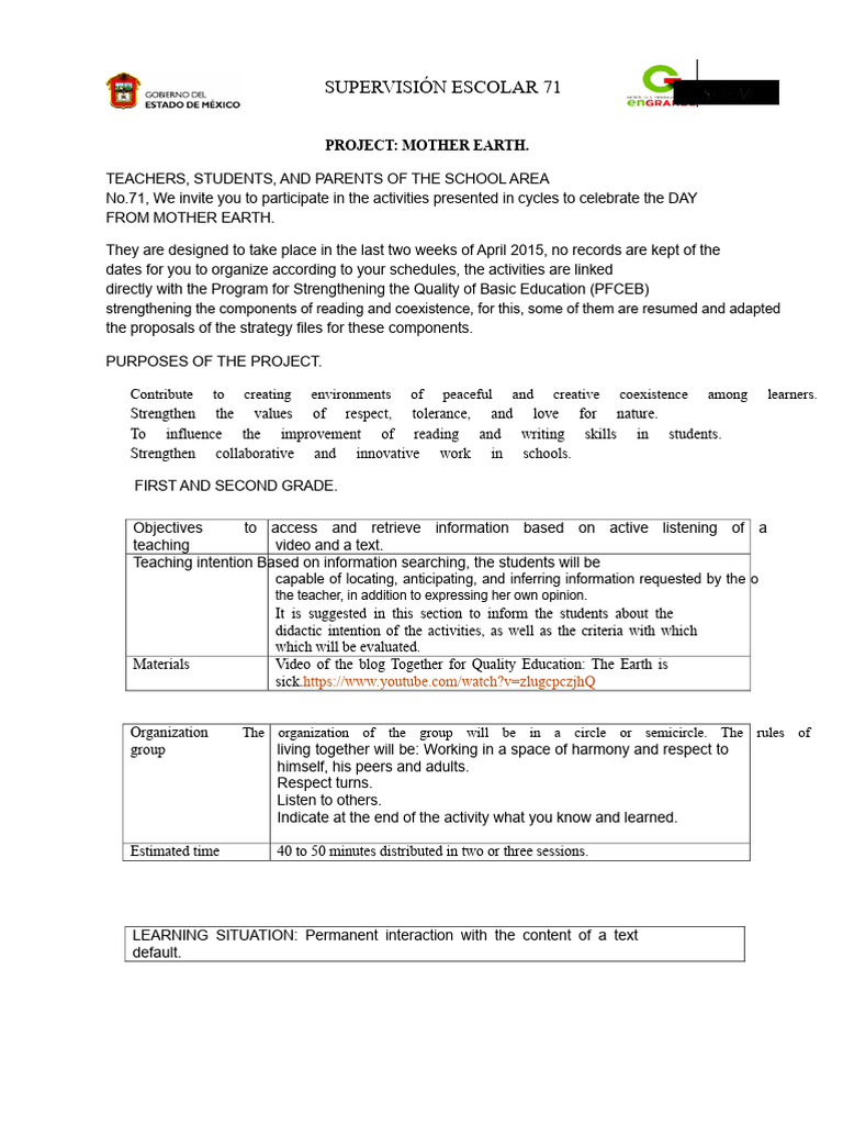 Project Mother Earth | PDF | Teachers | Knowledge