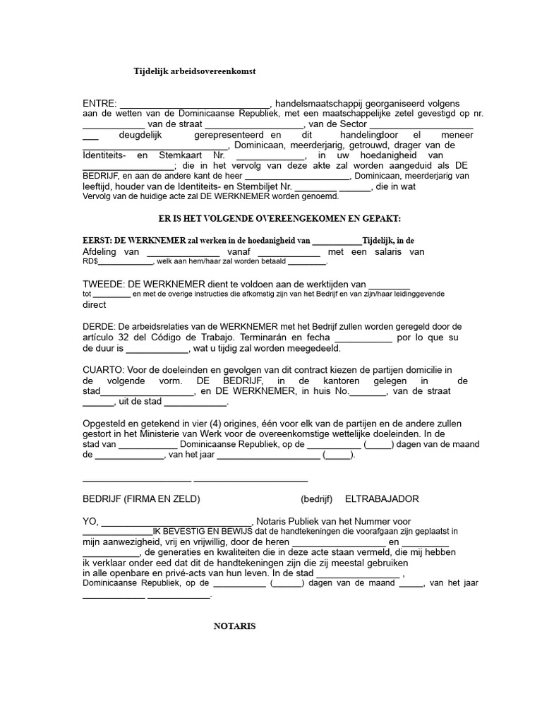 Tijdelijk Arbeidscontract | PDF