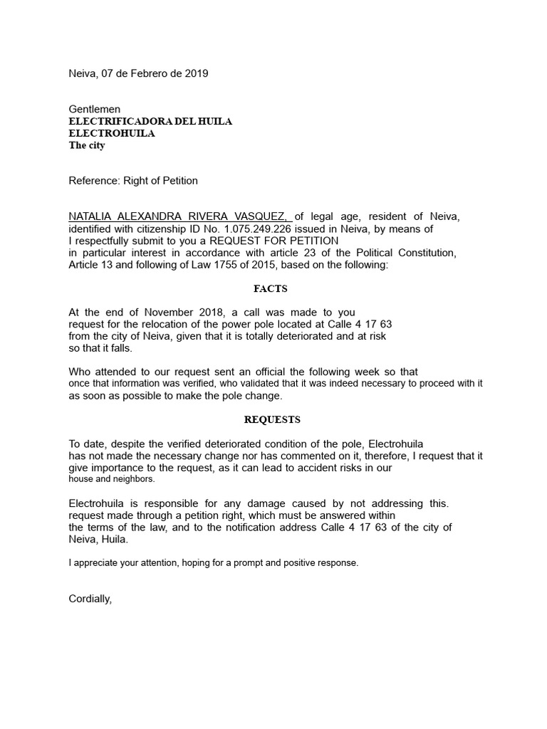 Model of Right To Petition | PDF