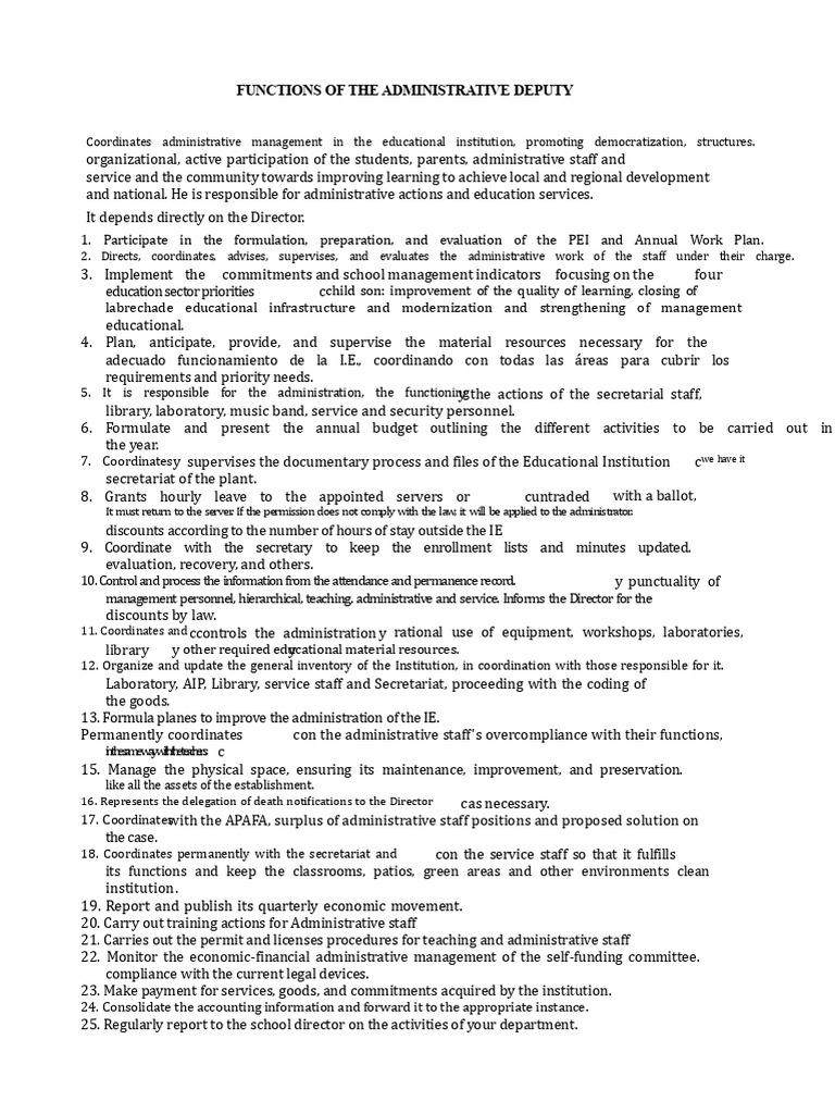 Administrative Deputy Functions in Education | PDF | Teachers | Evaluation