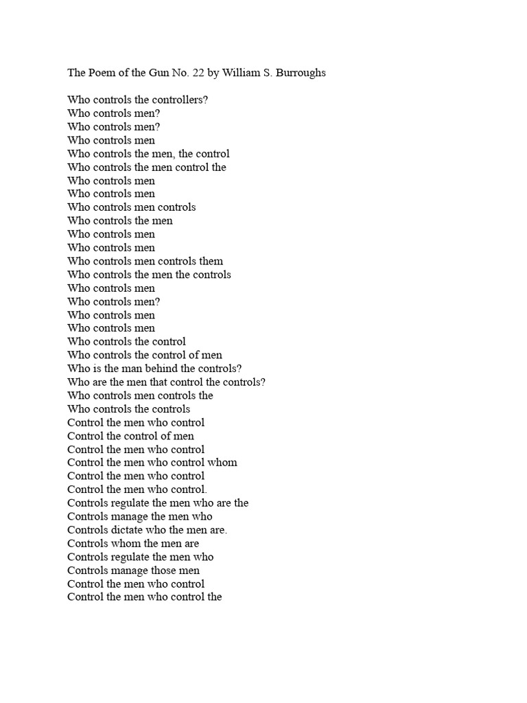 The Poem of The Pistol No. 22 - William S. Burroughs | PDF